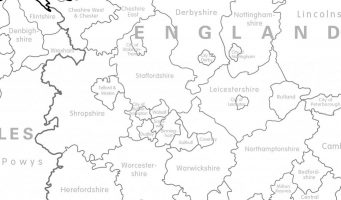 British Isles counties colouring map - Cosmographics Ltd