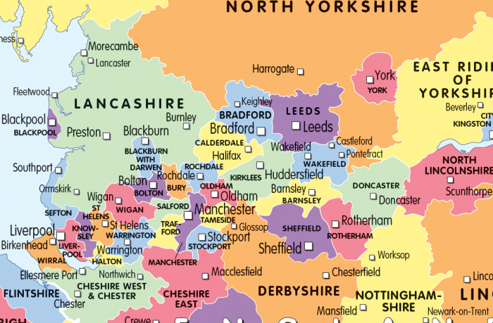 Counties map of the United Kingdom - Cosmographics Ltd