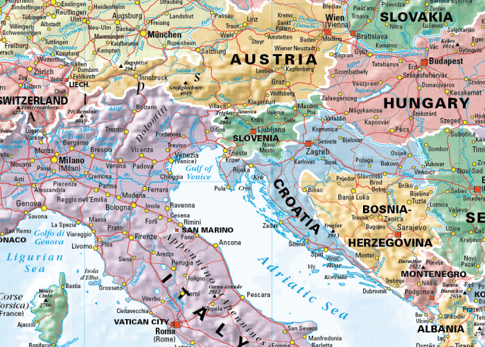 Europe Map Scale 1:10 million - Cosmographics Ltd