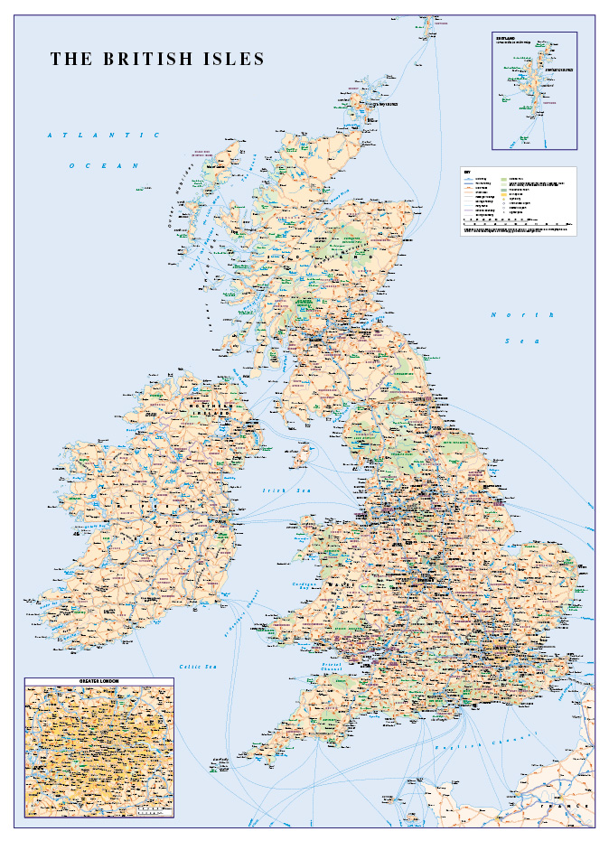 Britain and Ireland counties and regions map - small - Cosmographics Ltd